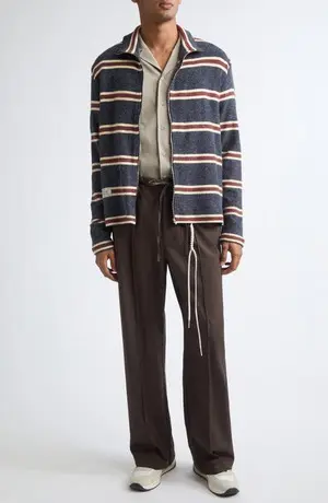 SONG FOR THE MUTE Striped Zip-up Funnel Neck Jacket