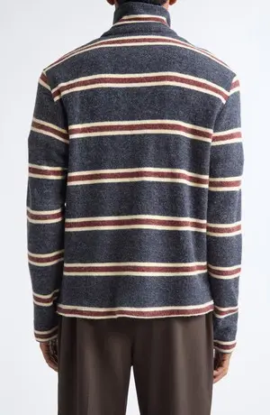 SONG FOR THE MUTE Striped Zip-up Funnel Neck Jacket