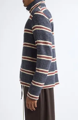 SONG FOR THE MUTE Striped Zip-up Funnel Neck Jacket