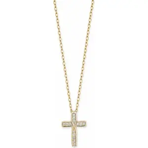Argento Vivo Cubic Zirconia Cross Pendant Necklace - Gold