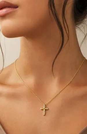 Argento Vivo Cubic Zirconia Cross Pendant Necklace