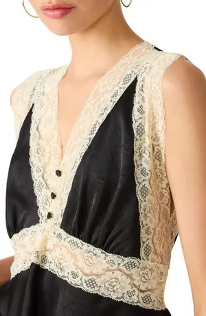 Steve Madden Elinor Lace Accent Top - Black