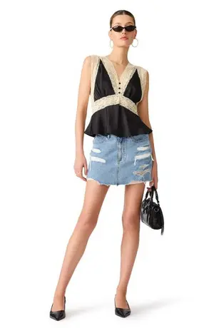 Steve Madden Elinor Lace Accent Top - Black