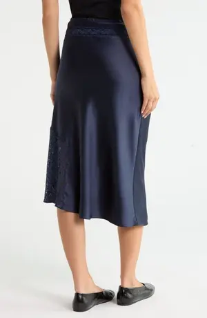 DAMSON MADDER Elea Satin And Lace Midi Skirt