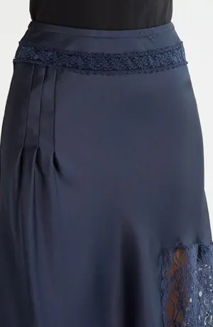 DAMSON MADDER Elea Satin And Lace Midi Skirt