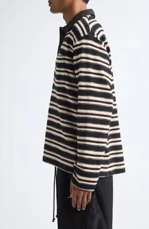 SONG FOR THE MUTE Striped Long Sleeve Polo