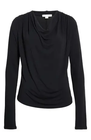 Vince Cowl Neck Long Sleeve Top Black