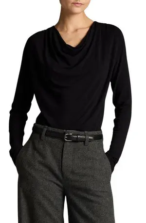 Vince Cowl Neck Long Sleeve Top - Black