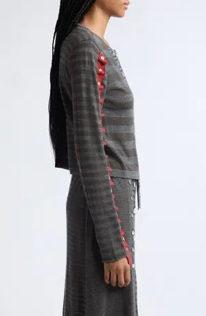 YANYAN Merino Wool Striped Cardigan