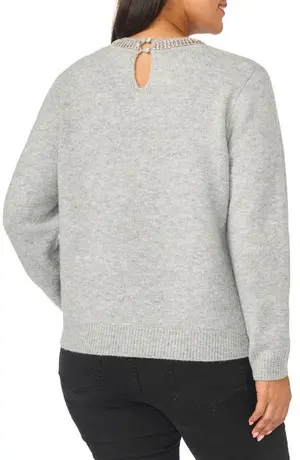 CECE DUPRAZ Embellished Neckline Pullover Sweater