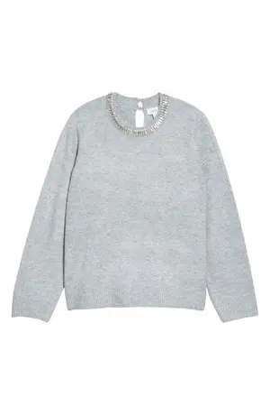 CECE DUPRAZ Embellished Neckline Pullover Sweater