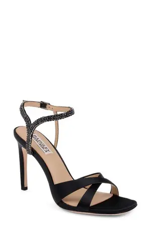 Badgley Mischka Reagan Ankle Strap Sandal - Blacksatin