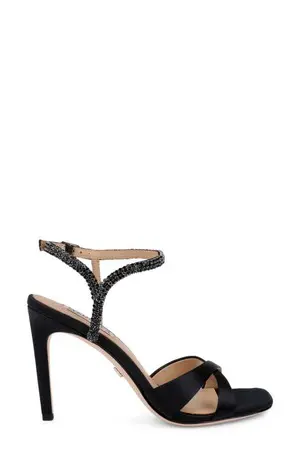 Badgley Mischka Reagan Ankle Strap Sandal - Blacksatin