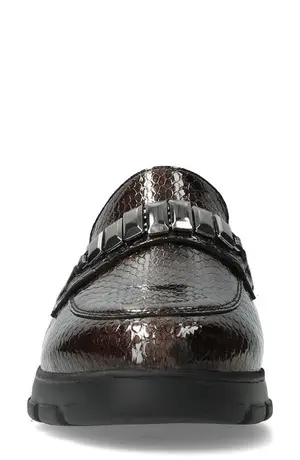 Mephisto Carlyne Leather Loafer With Embossed Detail - Bronze B3317