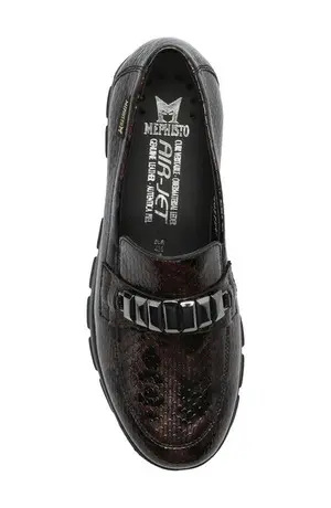 Mephisto Carlyne Leather Loafer With Embossed Detail - Bronze B3317