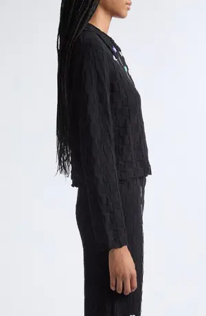 YANYAN Floral Appliqué Organic Cotton Shrunken Jacket