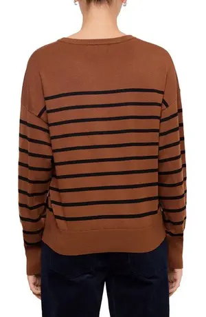 Karen Kane Stripe Crewneck Sweater - Mocha
