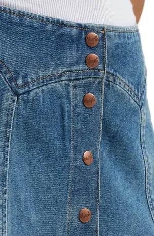 Wrangler Paneled Cotton Denim Miniskirt