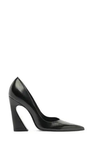 Schutz Lexi Pointed Toe Block Heel Leather Pump