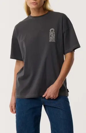 Rip Curl S-series Oversize Cotton Graphic T-shirt - Washed Black