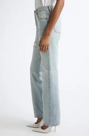 HAIKURE Star Ripped High Waist Wide Leg Jeans