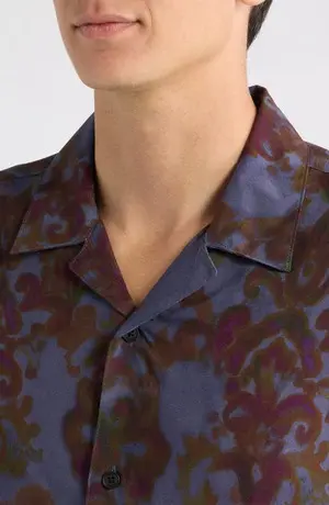 WAX LONDON Didcot Ornate Blur Camp Shirt