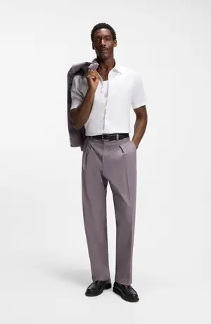 BOSS Short Sleeve Linen Blend Stretch Shirt
