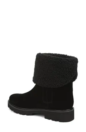 Franco Sarto Sahana Leather Bootie With Faux Shearling Trim - Black