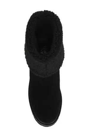 Franco Sarto Sahana Leather Bootie With Faux Shearling Trim - Black