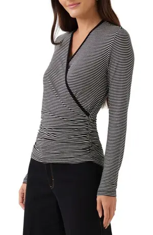 Karen Kane Side Shirred Long Sleeve Surplice Top