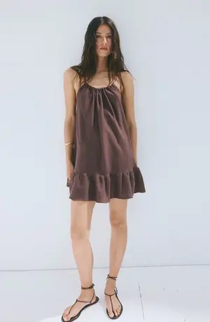 Mango Gathered Halter Neck Mini Dress