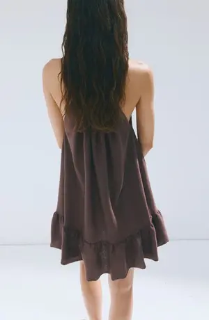 Mango Gathered Halter Neck Mini Dress