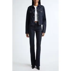 HAIKURE Cherry Cropped Denim Trucker Jacket - Normal Wash