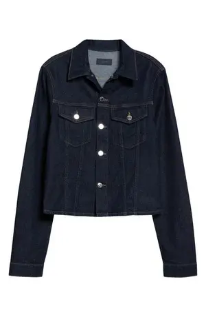 HAIKURE Cherry Cropped Denim Trucker Jacket