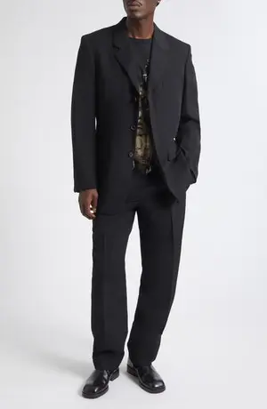 Yohji Yamamoto Gabardine Double Pleated Wide Leg Pants - Black