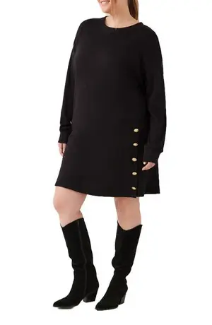 Karen Kane Crewneck Button Detail Shift Dress