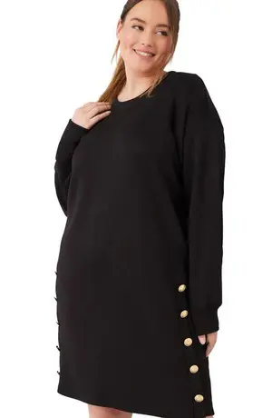 Karen Kane Crewneck Button Detail Shift Dress