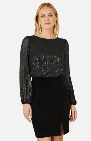 YUMI Sequin And Velvet Mini Dress