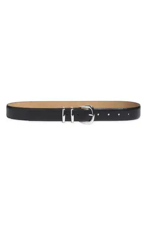 Nordstrom Angelique Leather Belt - Black- Silver