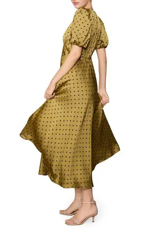 MELLODAY Polka Dot Satin Maxi Dress