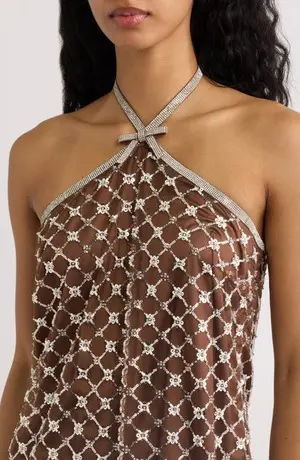 Saylor Cinna Embellished Halter Minidress