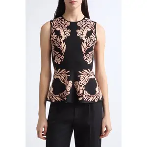 Ulla Johnson Nadira Jacquard Knit Peplum Top - Vesper