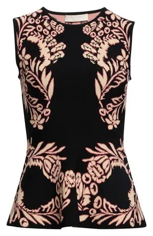 Ulla Johnson Nadira Jacquard Knit Peplum Top - Vesper