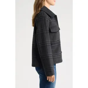 Bernardo Plaid Button-front Jacket - Grey Plaid