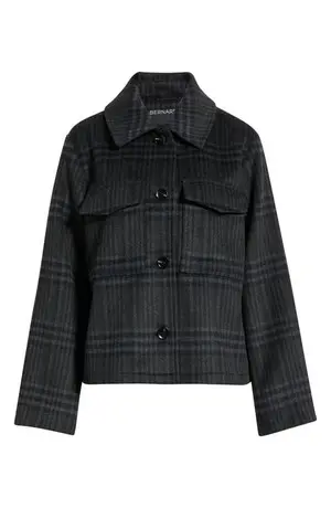 Bernardo Plaid Button-front Jacket - Grey Plaid