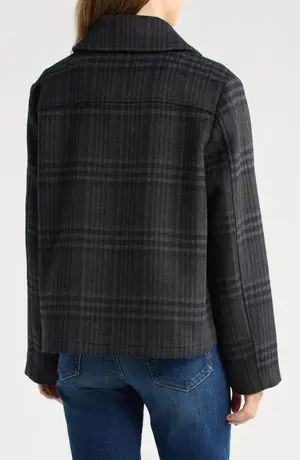 Bernardo Plaid Button-front Jacket - Grey Plaid