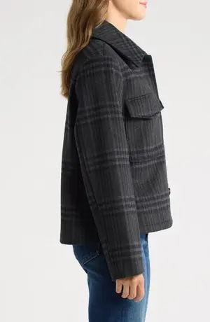 Bernardo Plaid Button-front Jacket - Grey Plaid