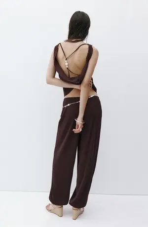 Mango Textured Baggy Pants