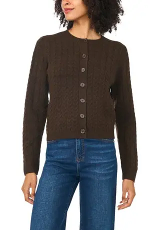 Vince Camuto Cable Knit Cardigan Chocolate