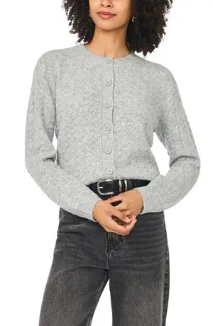 Vince Camuto Cable Knit Cardigan - Light Heather Grey